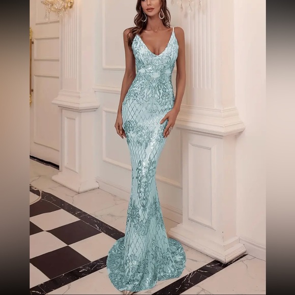 Dresses | Luxe Mermaid Hem Open Back Party Formal Evening Prom Sequins ...